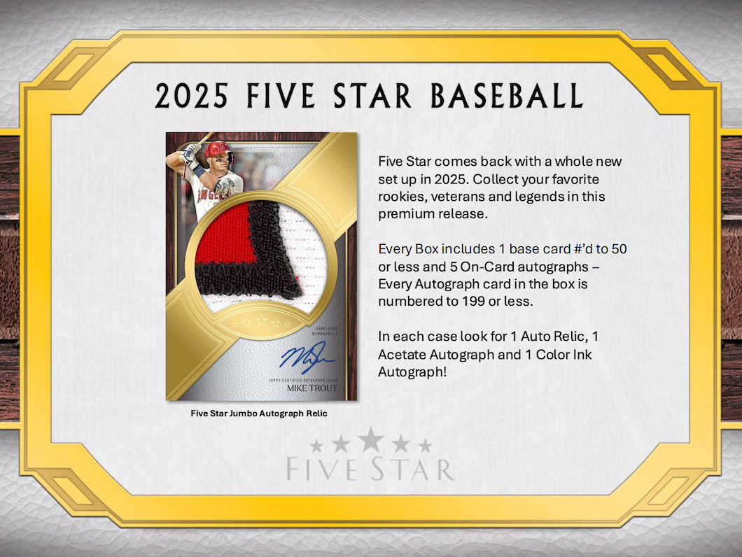 2025 Topps Five Star Baseball Hobby 3 Box Case Break #1 - PICK YOUR ...